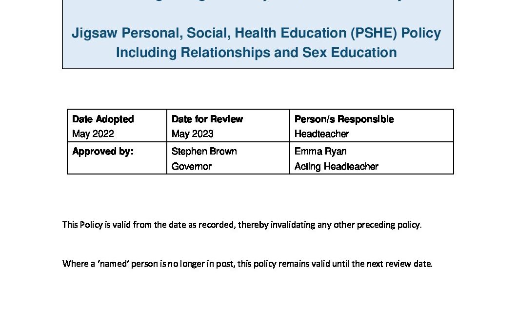 PSHE Including RSE Policy | Boroughbridge Primary School & Nursery